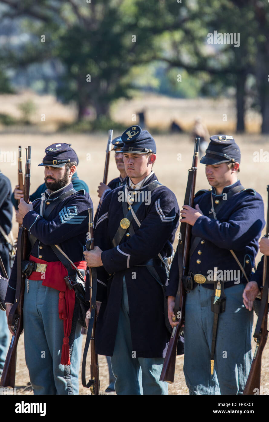 Union Soldiers at an American Civil War Reenactment at Hawes Farm ...