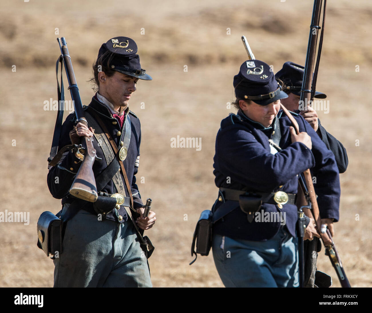 Union Soldiers at an American Civil War Reenactment at Hawes Farm ...