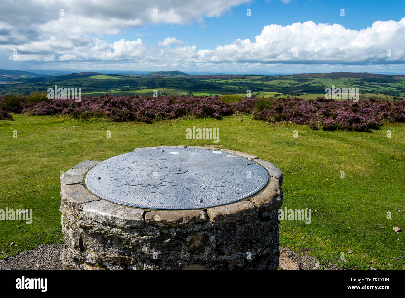The topograph (view indicator) at the summit of the Long Mynd ridge ...