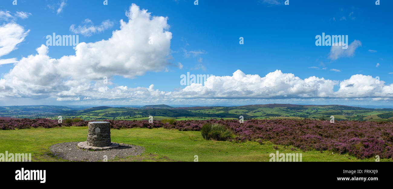 Western panorama from the summit of the Long Mynd ridge, near Church ...
