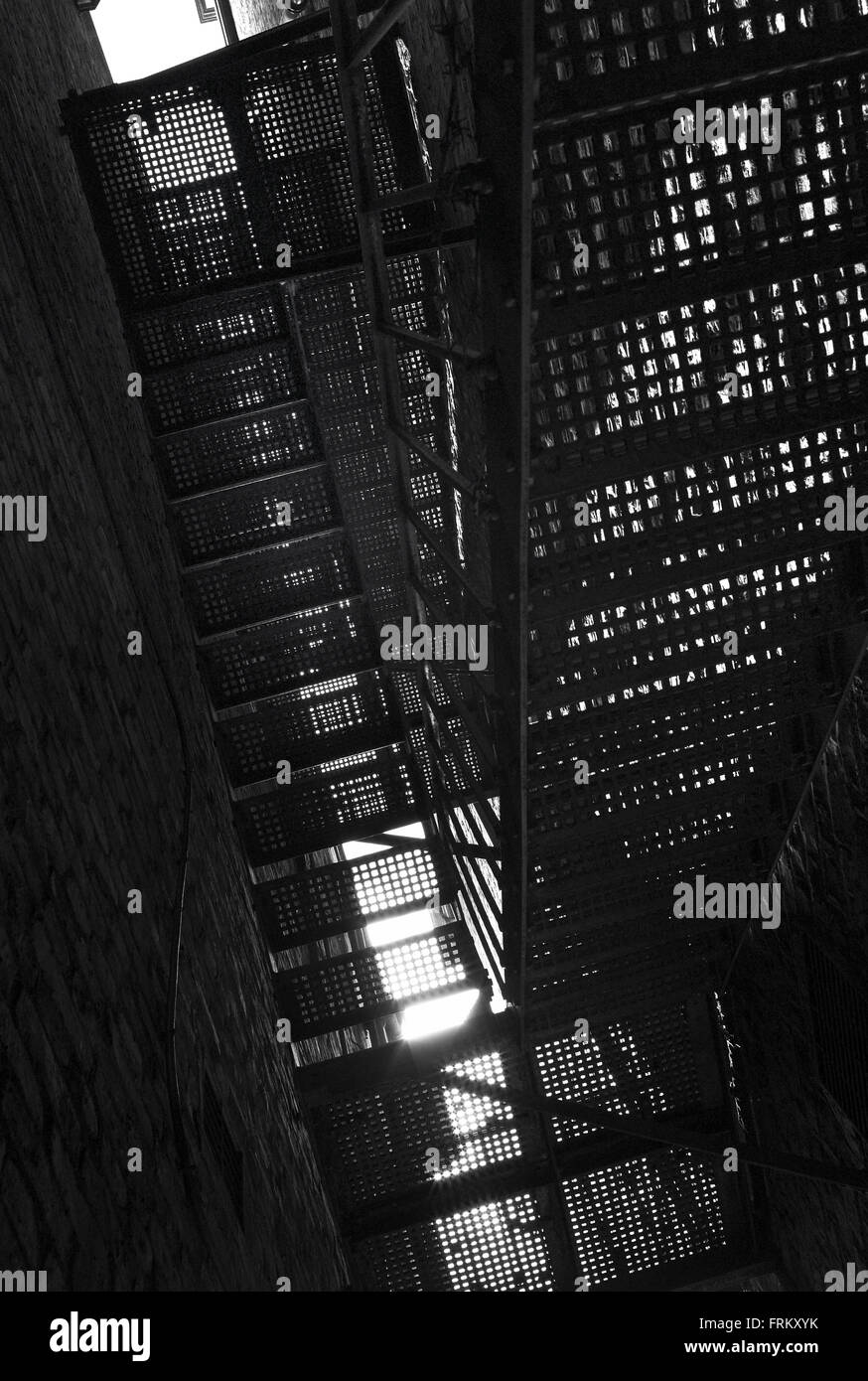 Fire escape in back alley, Newcastle Gateshead quayside Stock Photo - Alamy