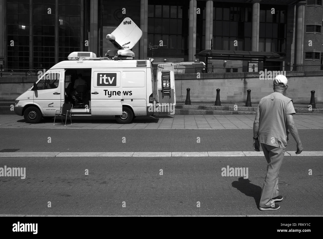 TV news van outside courts, Newcastle Gateshead quayside Stock Photo ...