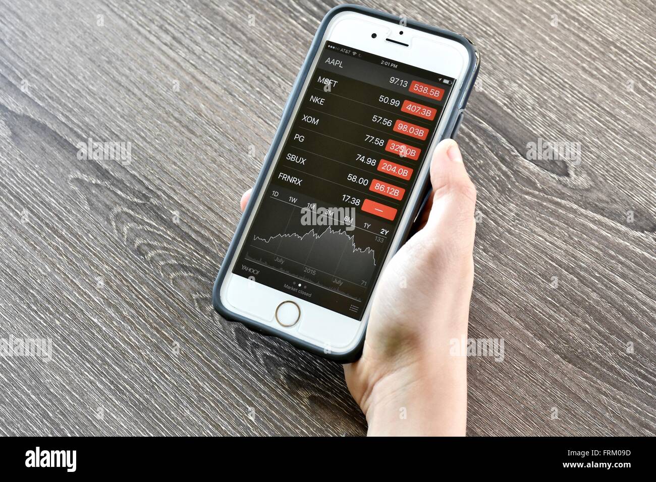Apple iPhone displaying stock market information Stock Photo - Alamy