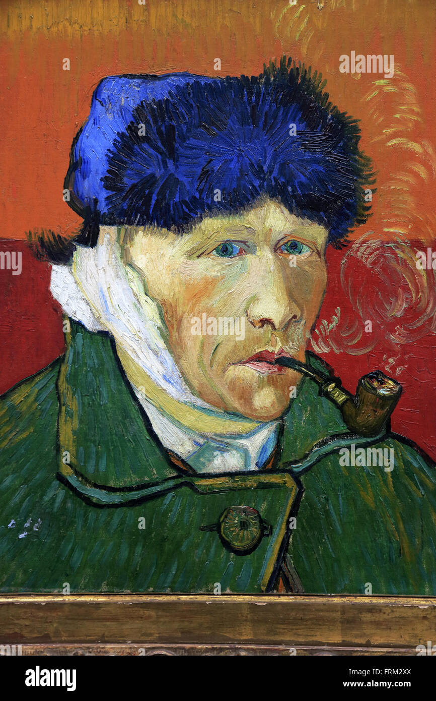 Self Portrait With Bandaged Ear And Pipe Vincent Van Gogh Famous Art