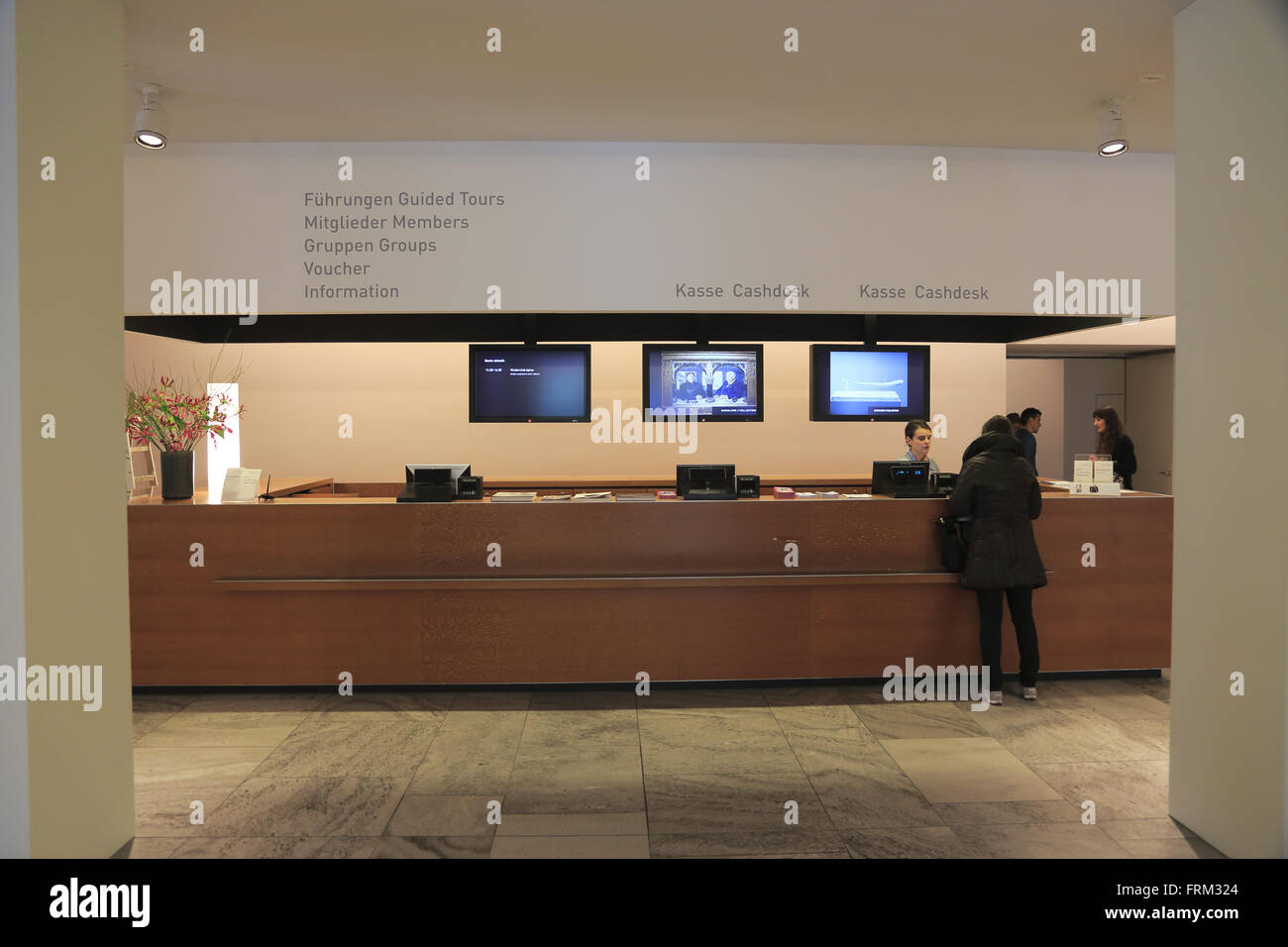 Information and ticketing counter in the Kunsthaus Zurich museum ...