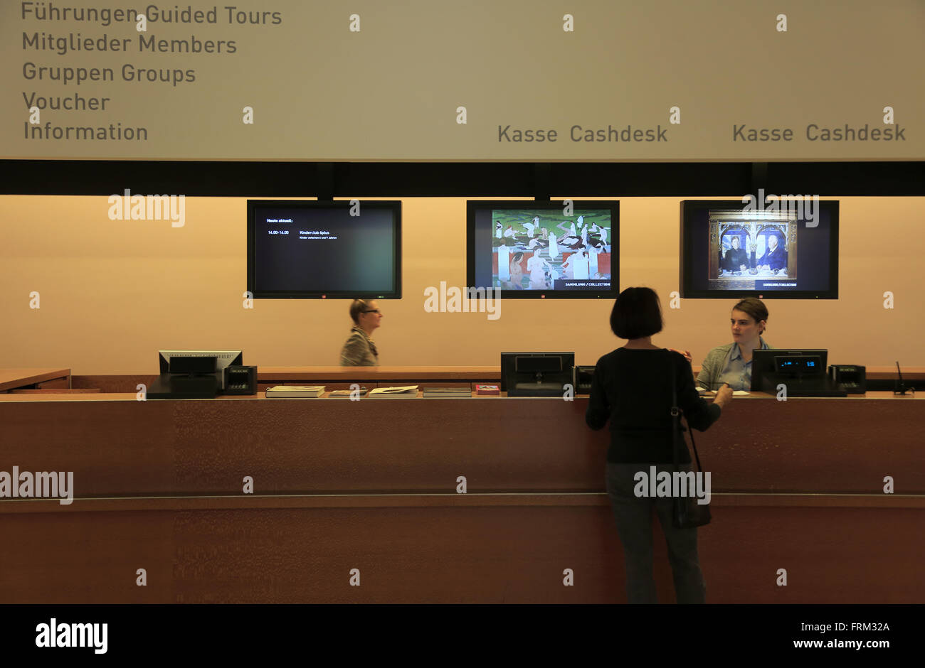 Information and ticketing counter in the Kunsthaus Zurich museum ...