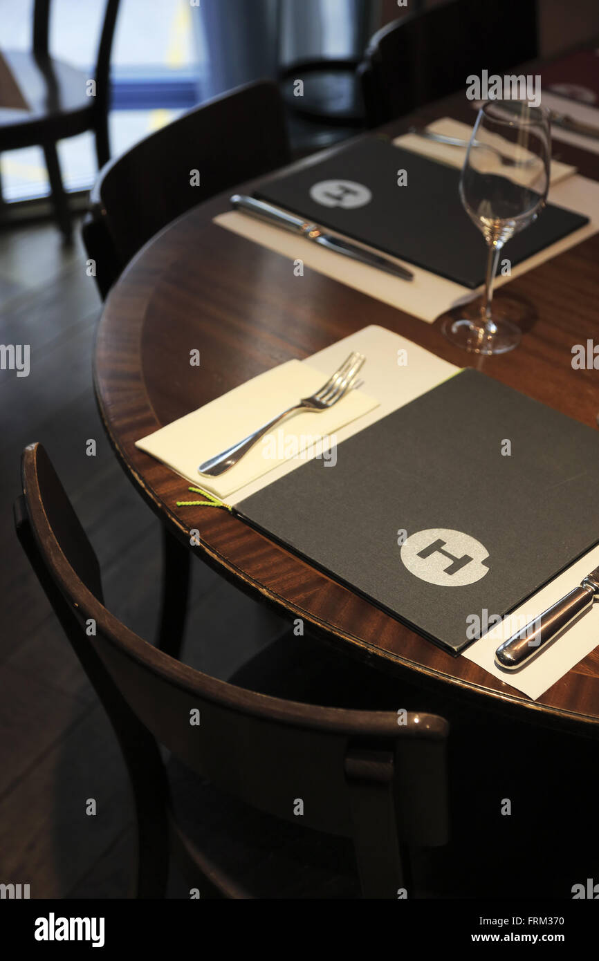 The table setting of the dining hall of HILTL restaurant the world ...
