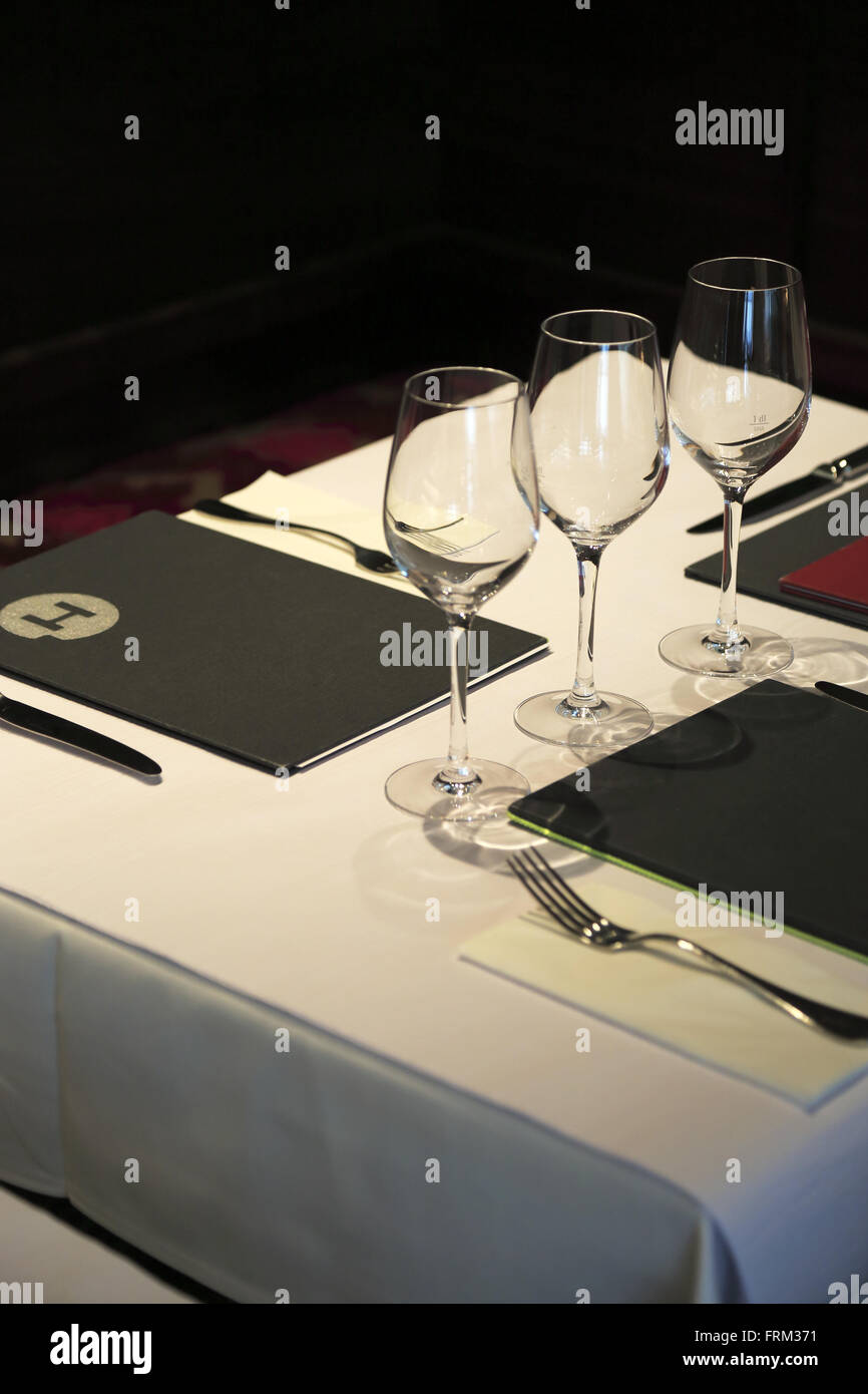 The table setting of the dining hall of HILTL restaurant the world ...