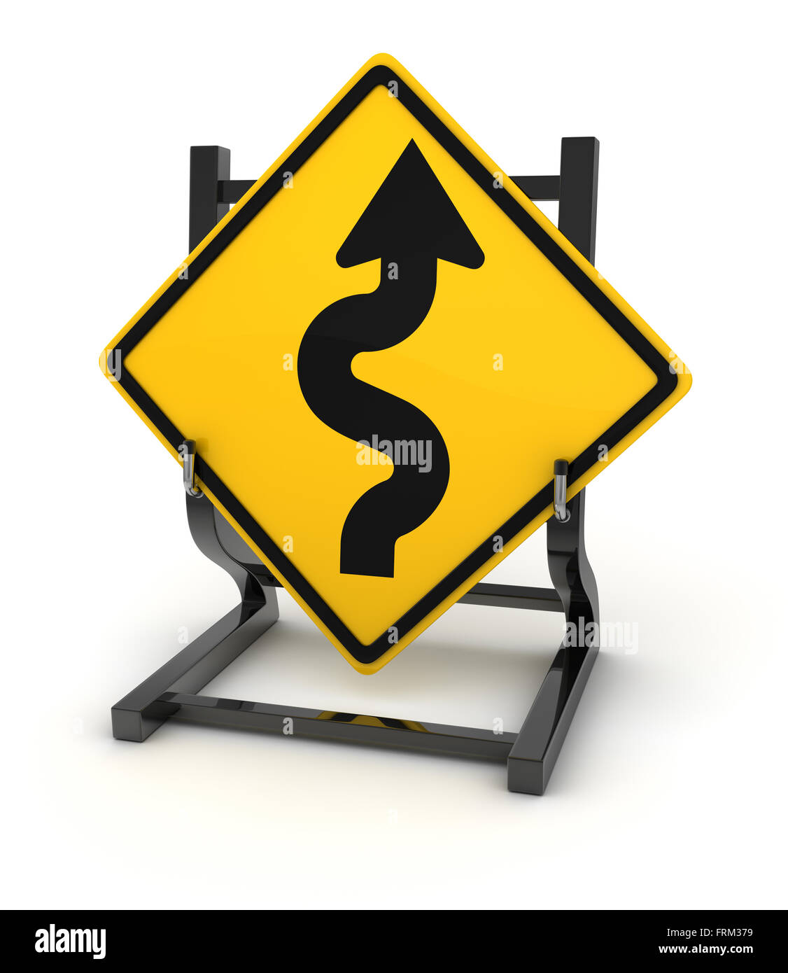 Road sign - curve way , This is a computer generated and 3d rendered ...