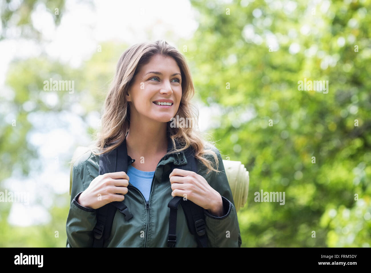 Beautiful woman backpack standing outdoors hi-res stock photography and ...