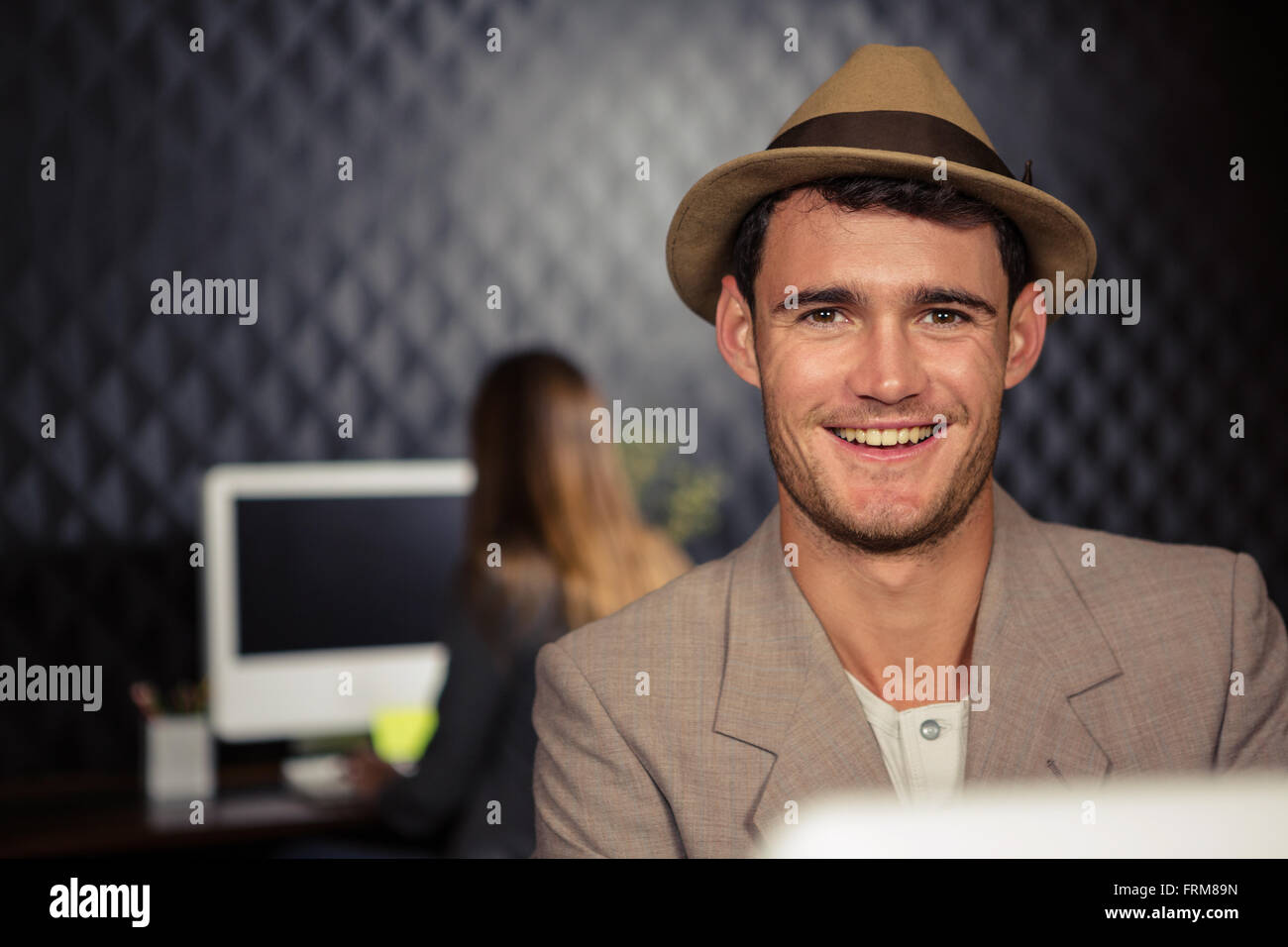 Creative businessman using computer Stock Photo - Alamy
