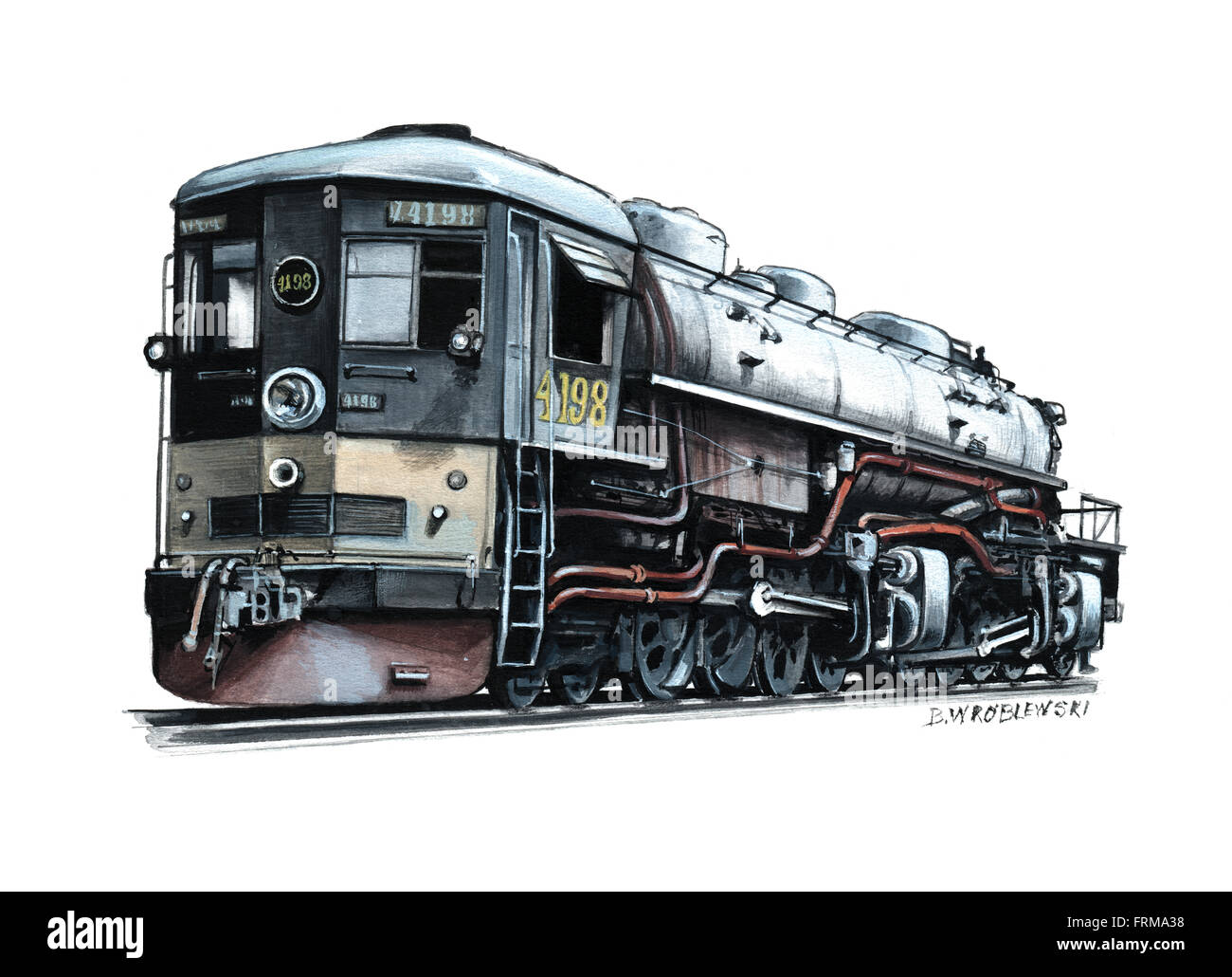 Illustration of a Mallet AC 8 steam locomotive by Bohdan Wroblewski ...