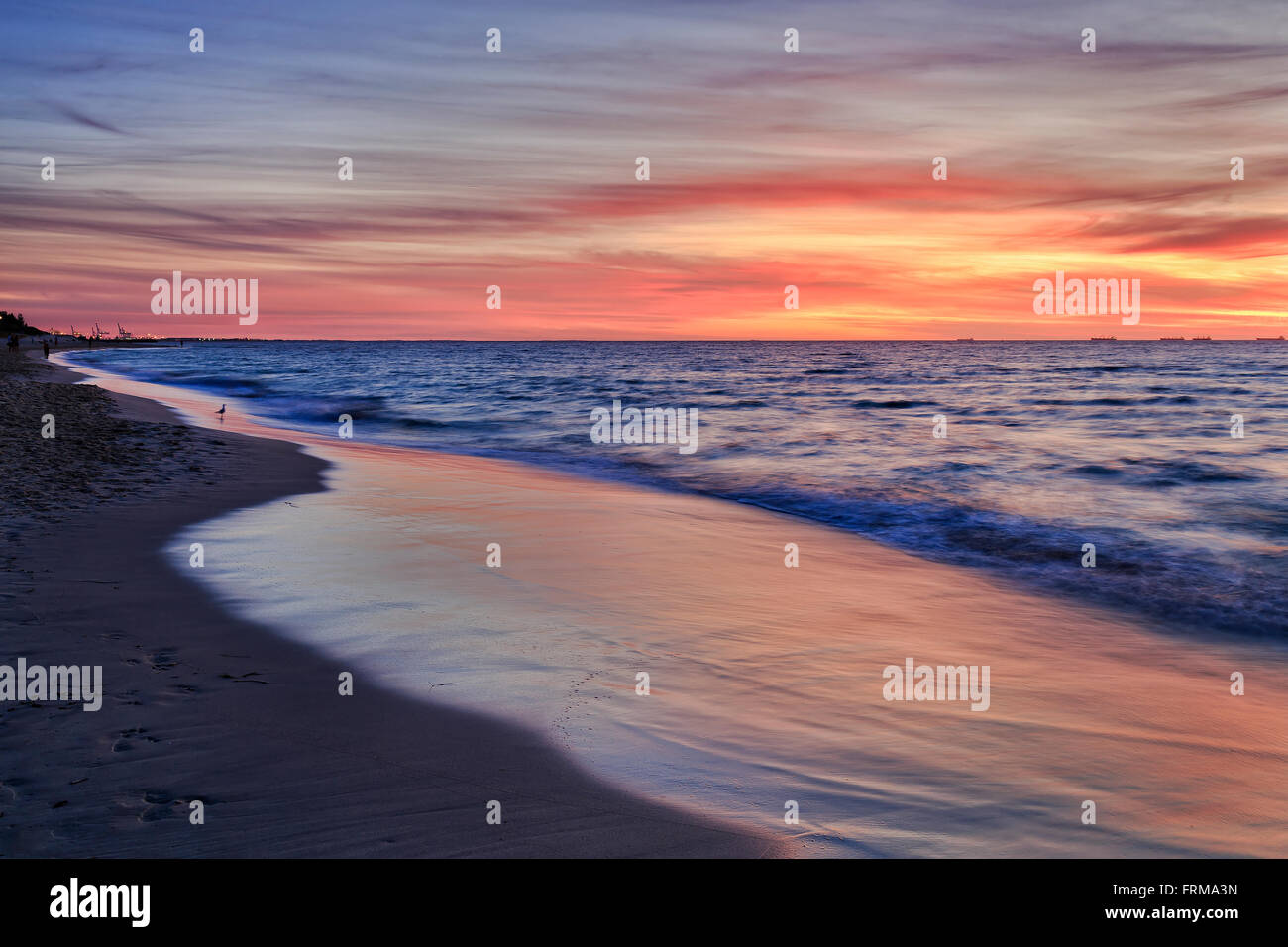 View along the Cottlesloe beach in Perth, Western Australia ...