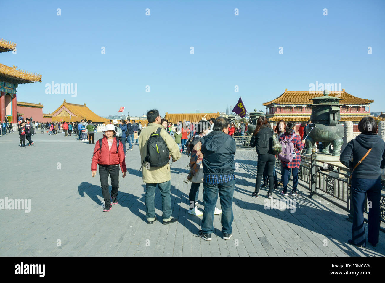 The Forbidden City, Beijing, China, Sunday, 13 March, 2016. Tourists ...