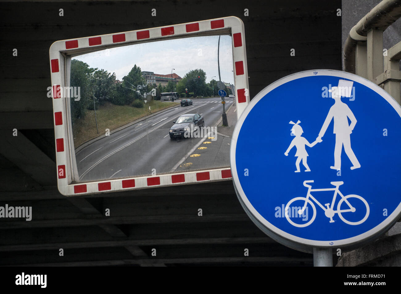 road sign and mirror Stock Photo - Alamy