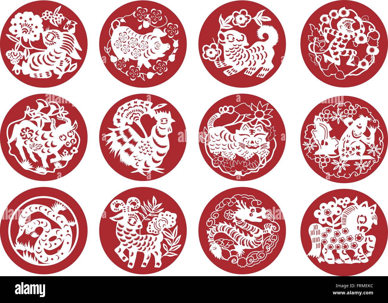 Animals of Chinese Calendar Stock Vector Image & Art - Alamy