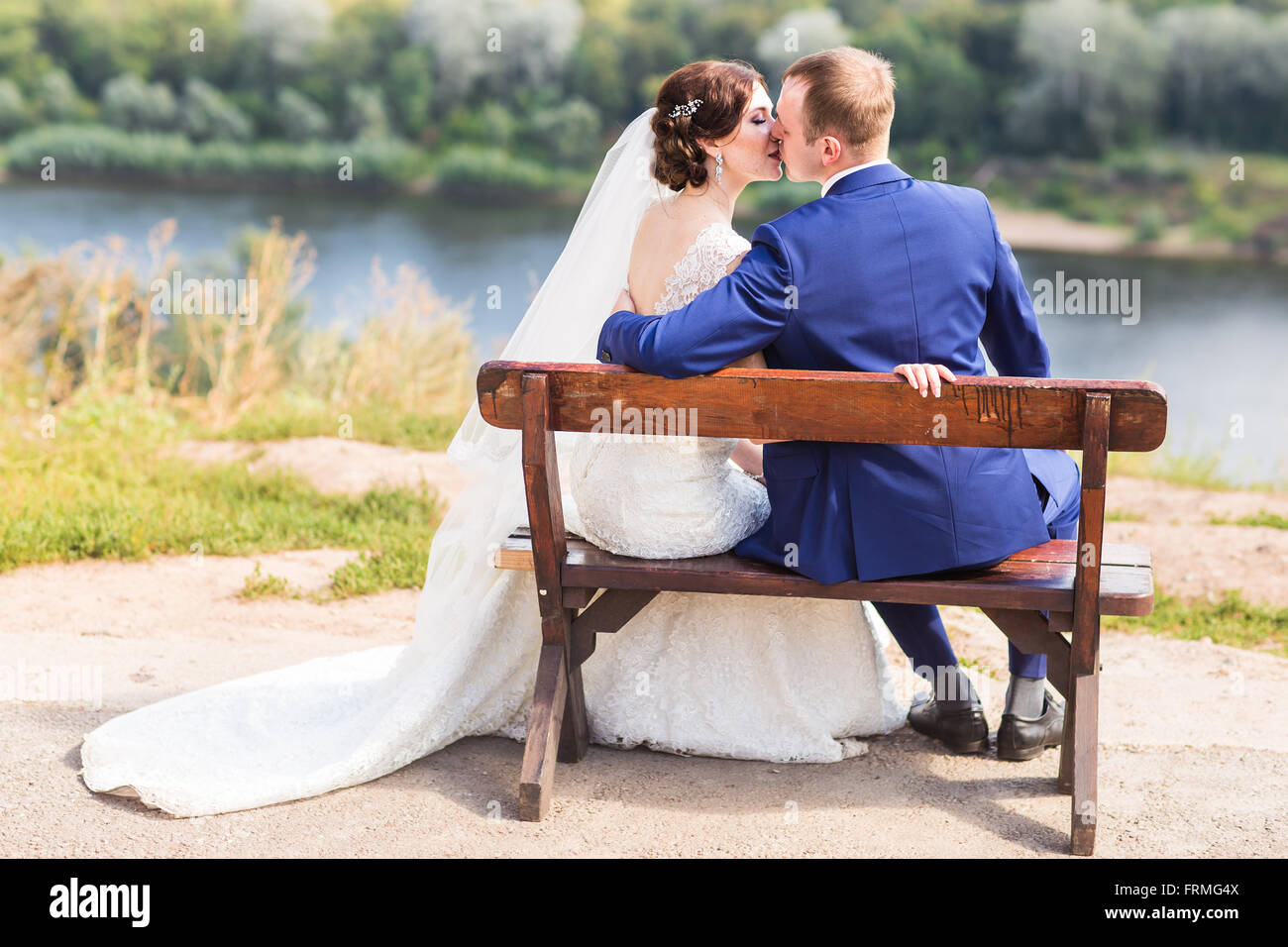 Happy bride and groom on their wedding Stock Photo - Alamy