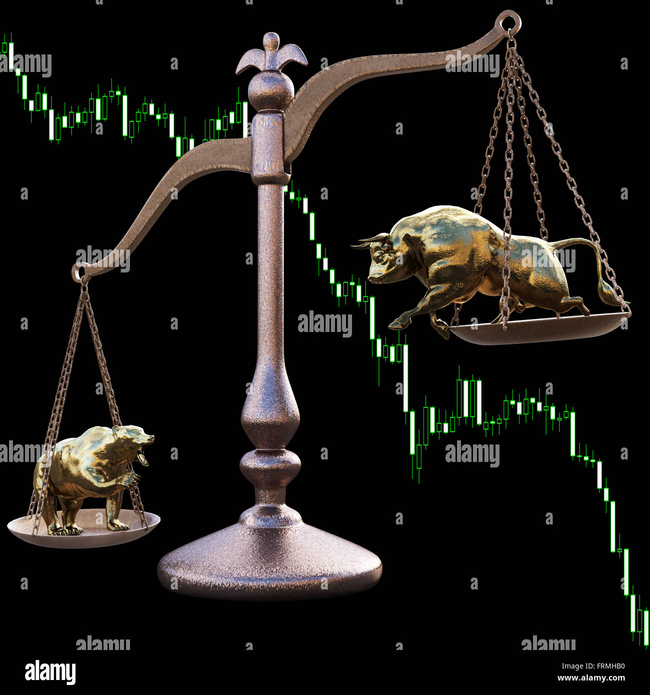 Bull and bear on scales hi-res stock photography and images - Alamy