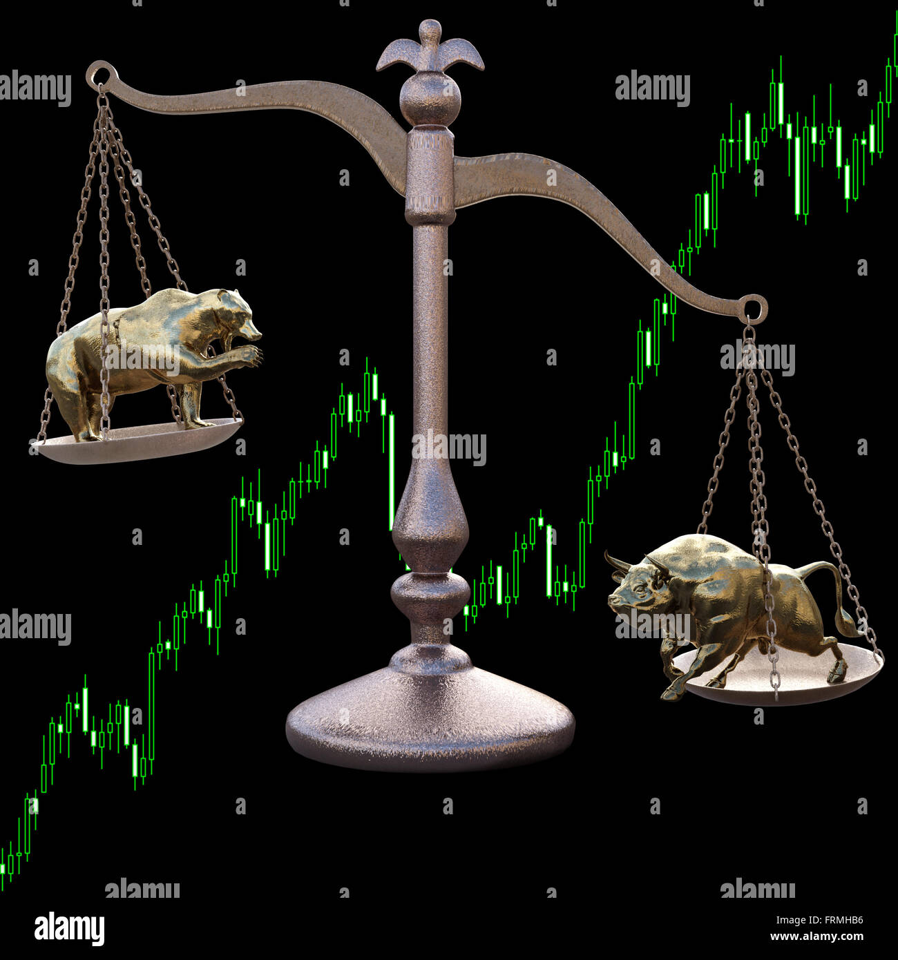 Bull and bear on scales hi-res stock photography and images - Alamy