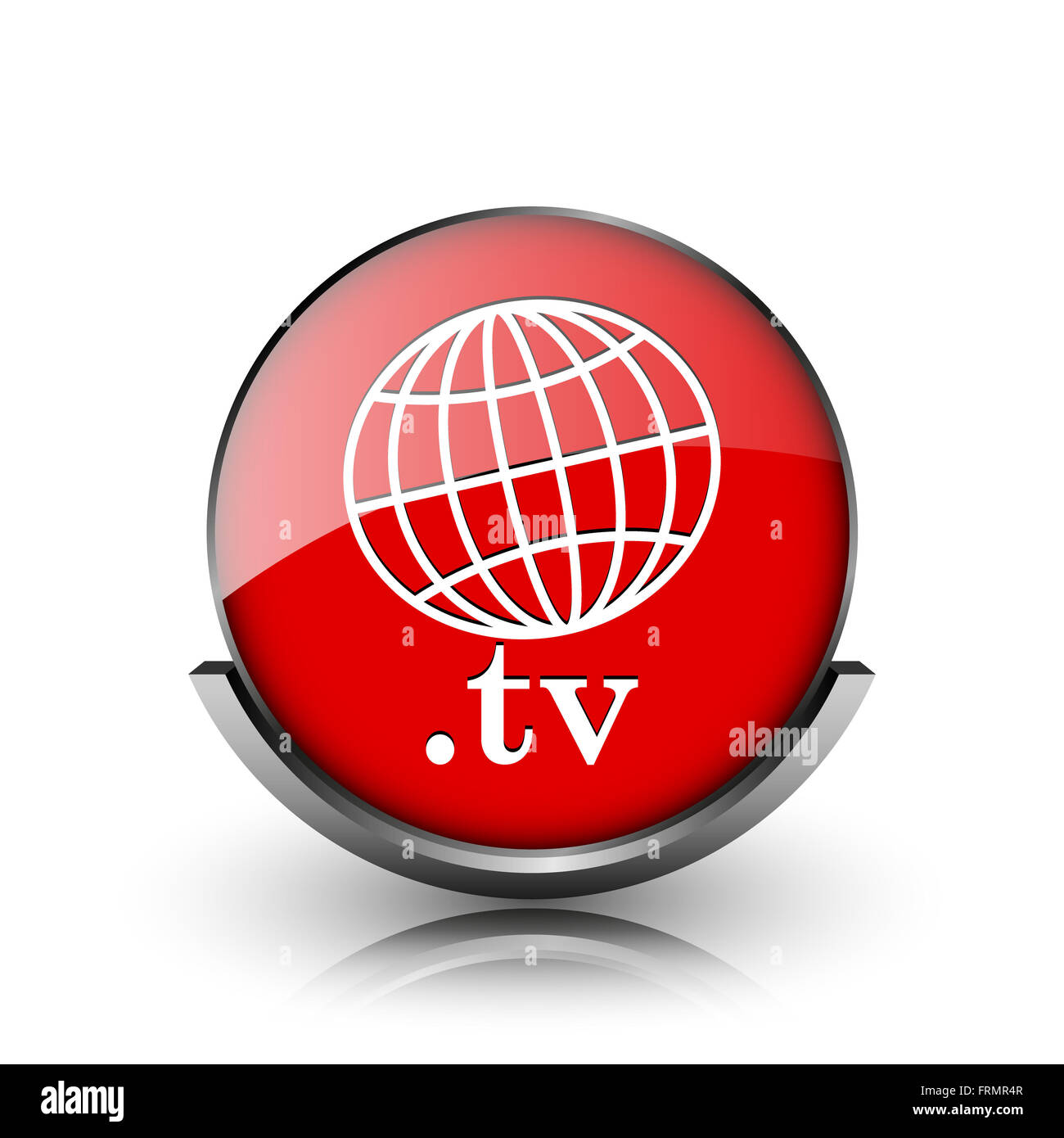 Red shiny glossy icon on white background Stock Photo - Alamy