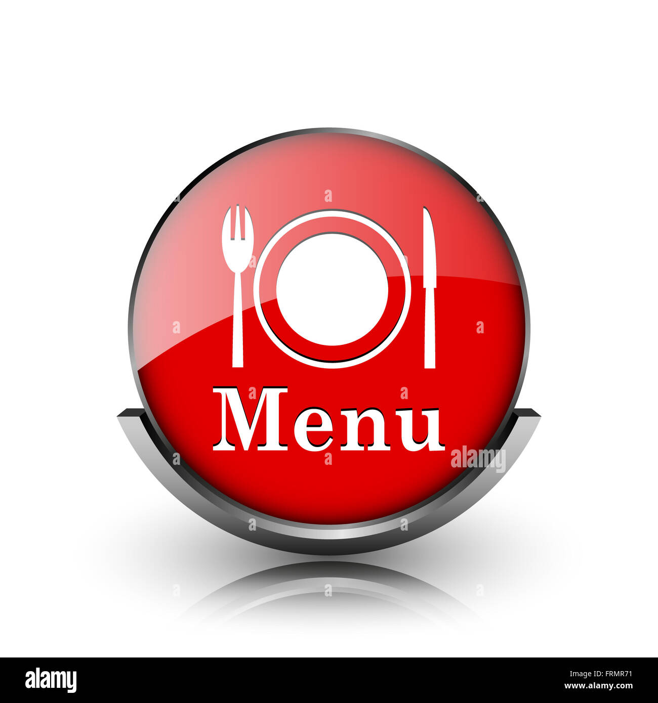 Red shiny glossy icon on white background Stock Photo - Alamy