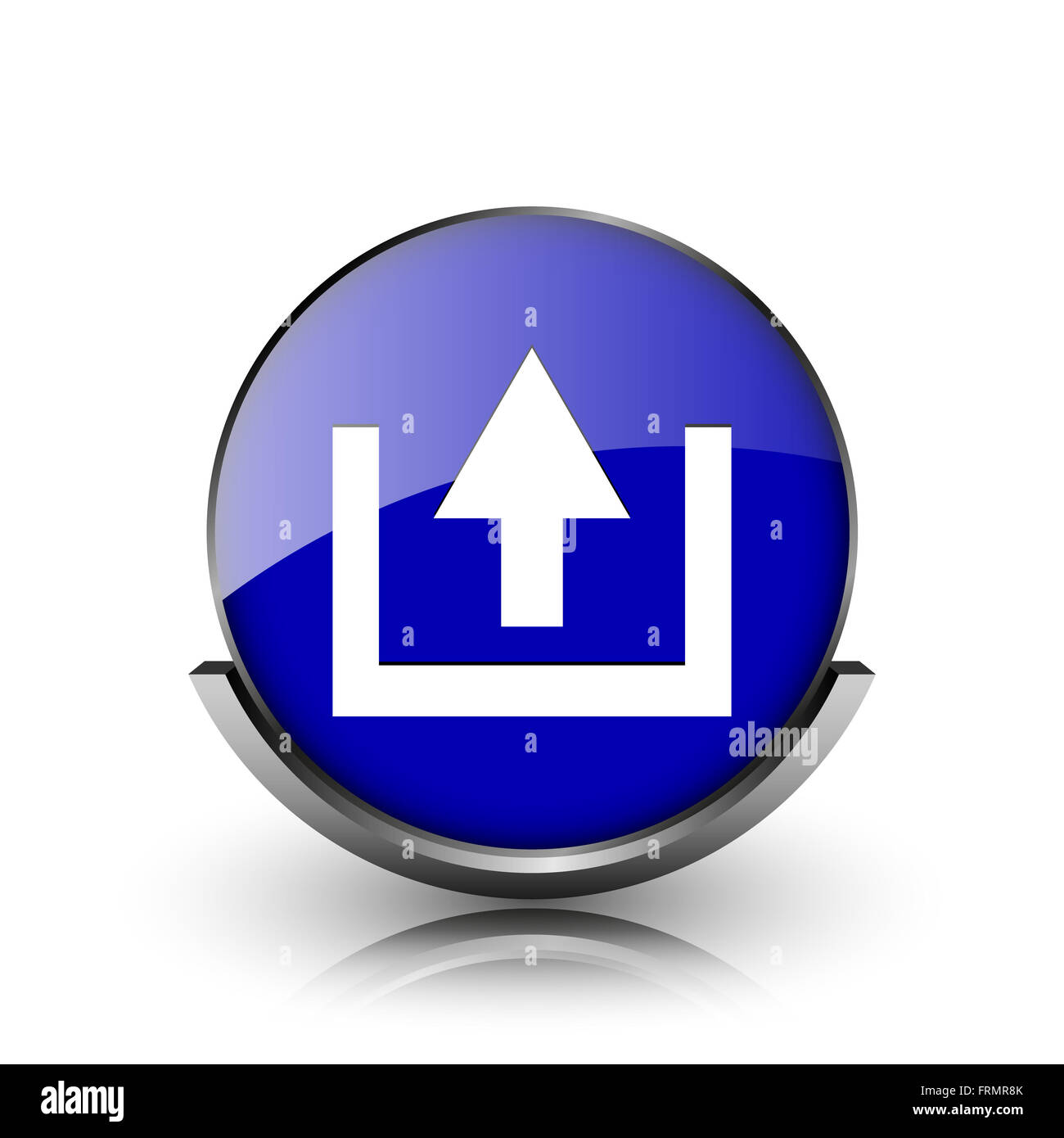 Blue shiny glossy icon on white background Stock Photo - Alamy
