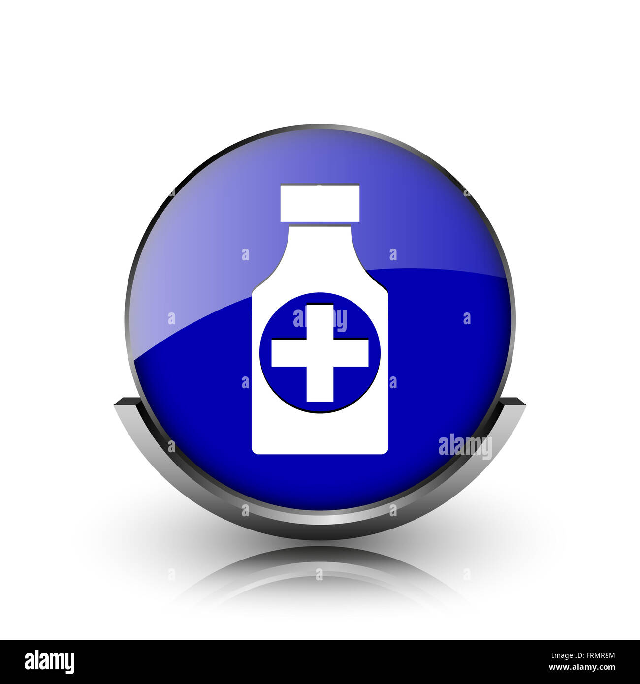Blue shiny glossy icon on white background Stock Photo - Alamy