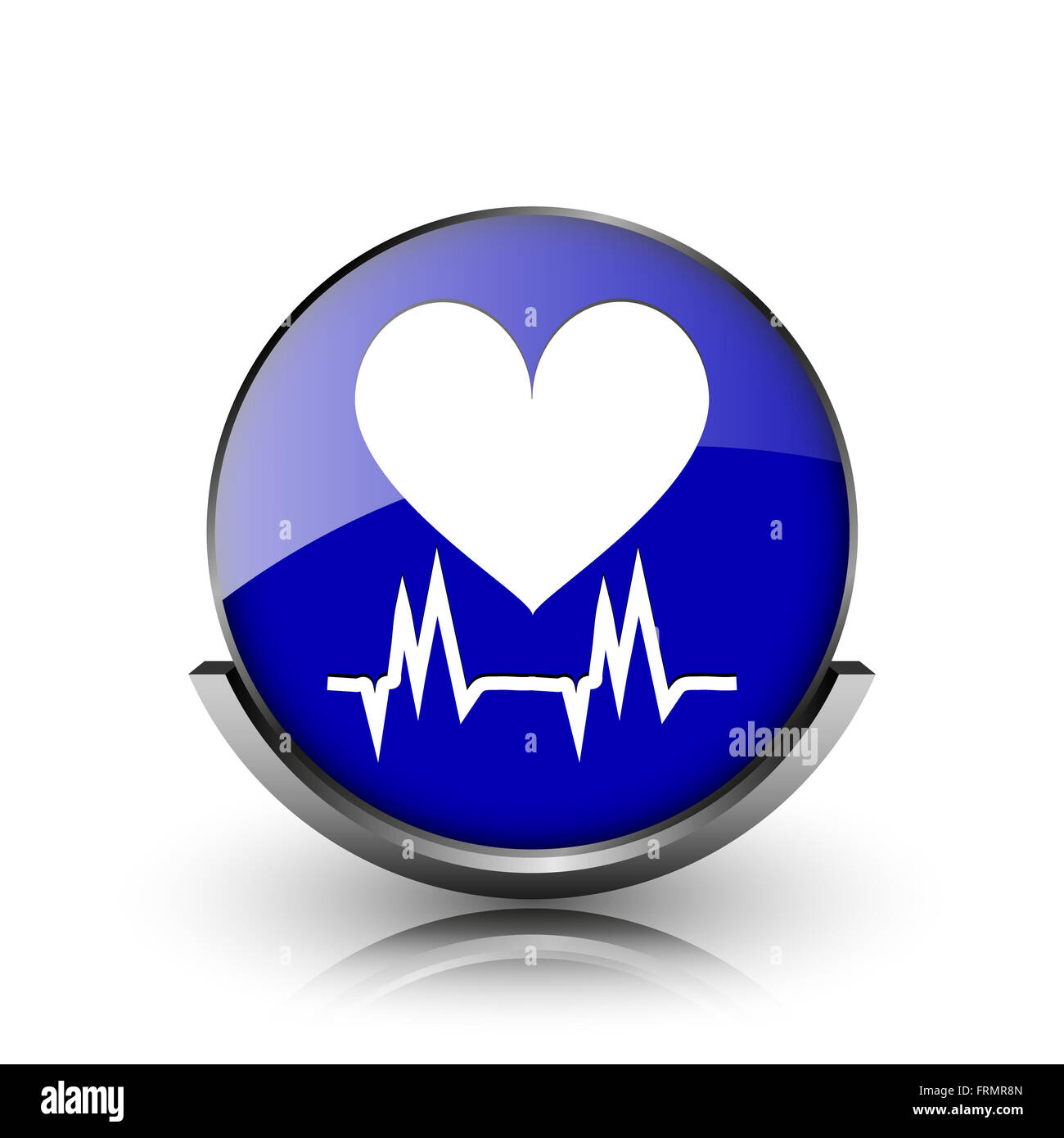 Blue shiny glossy icon on white background Stock Photo - Alamy