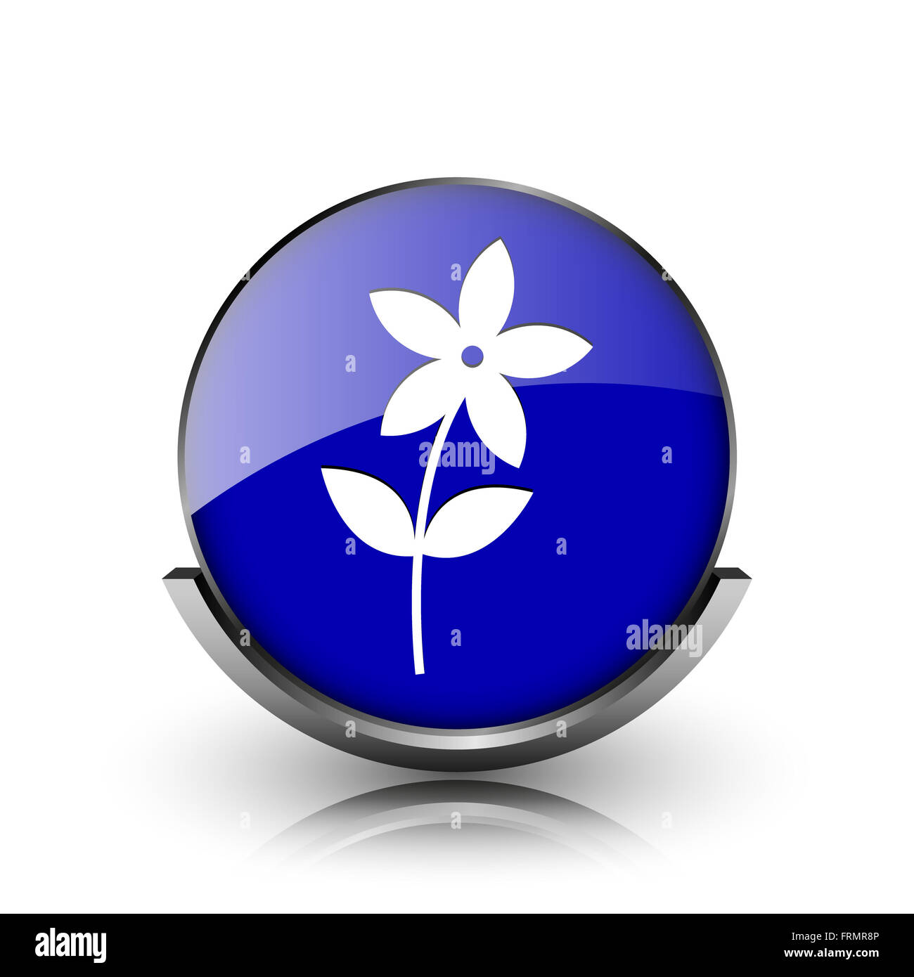 Blue shiny glossy icon on white background Stock Photo - Alamy