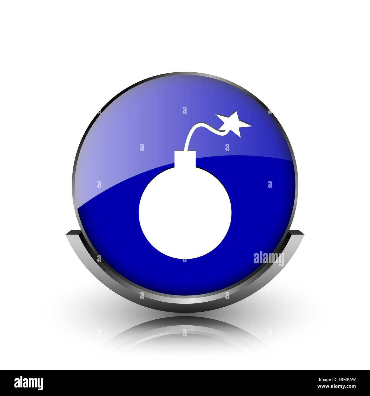 Blue shiny glossy icon on white background Stock Photo - Alamy