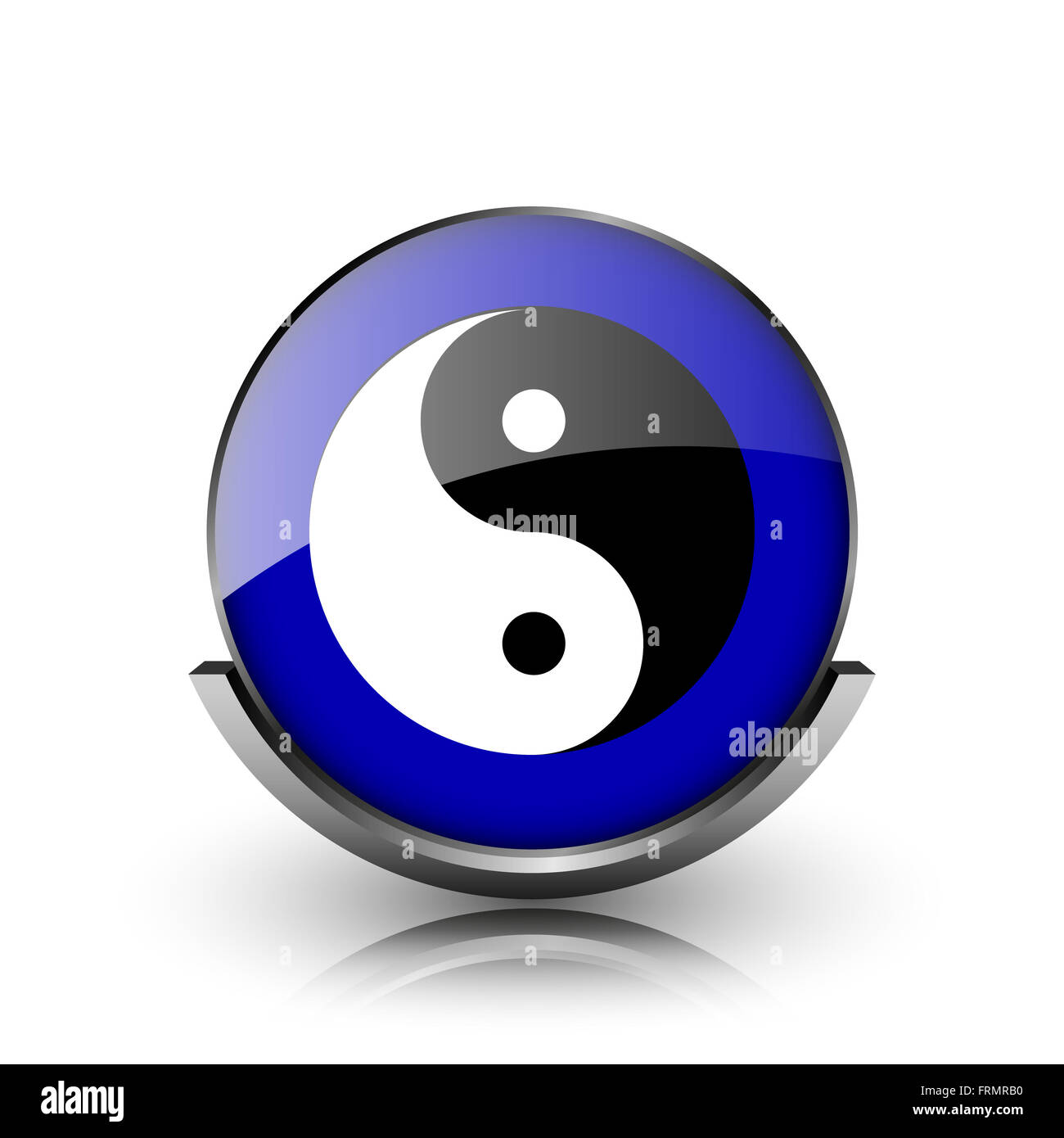 Blue shiny glossy icon on white background Stock Photo - Alamy