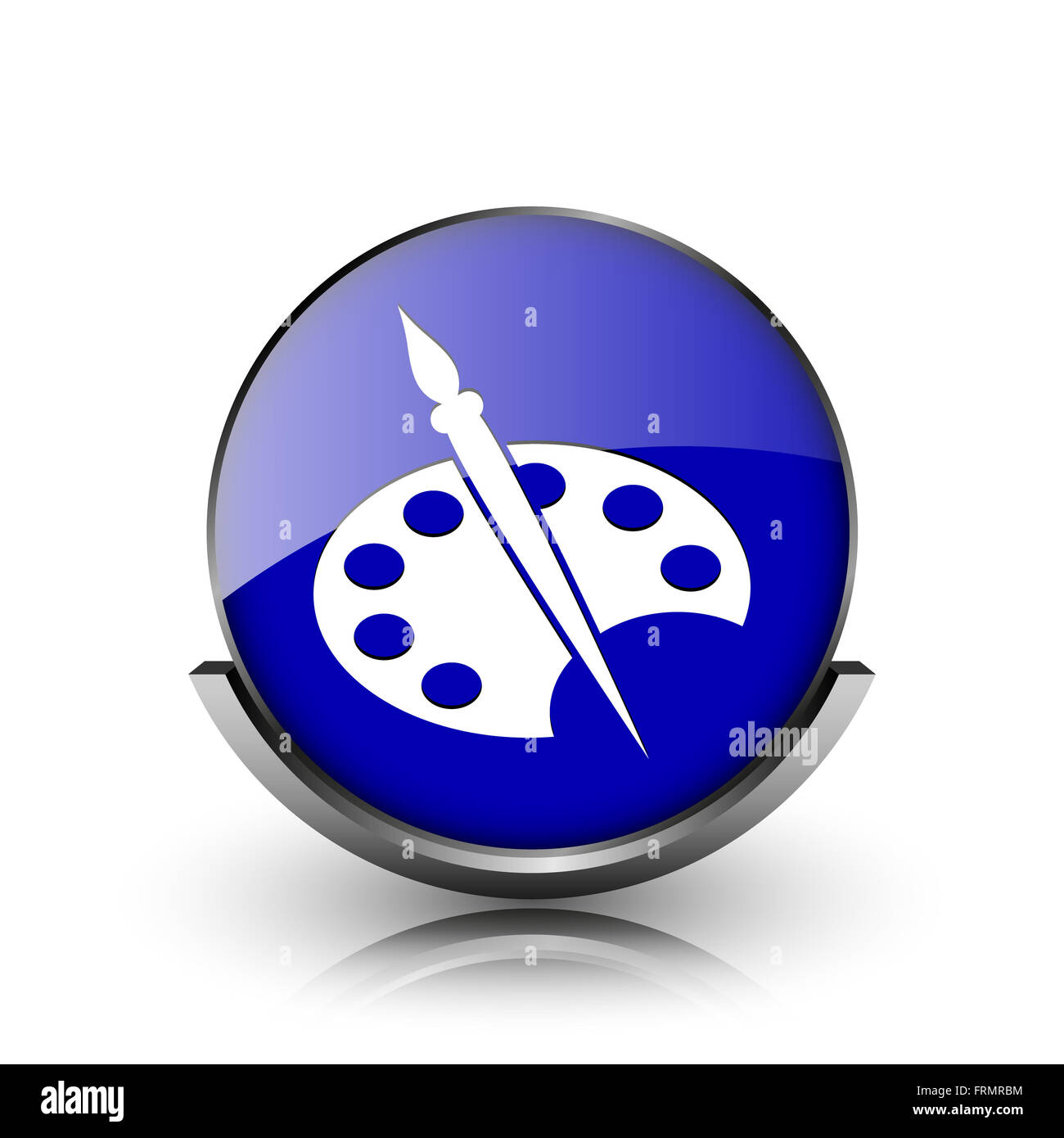 Blue shiny glossy icon on white background Stock Photo - Alamy