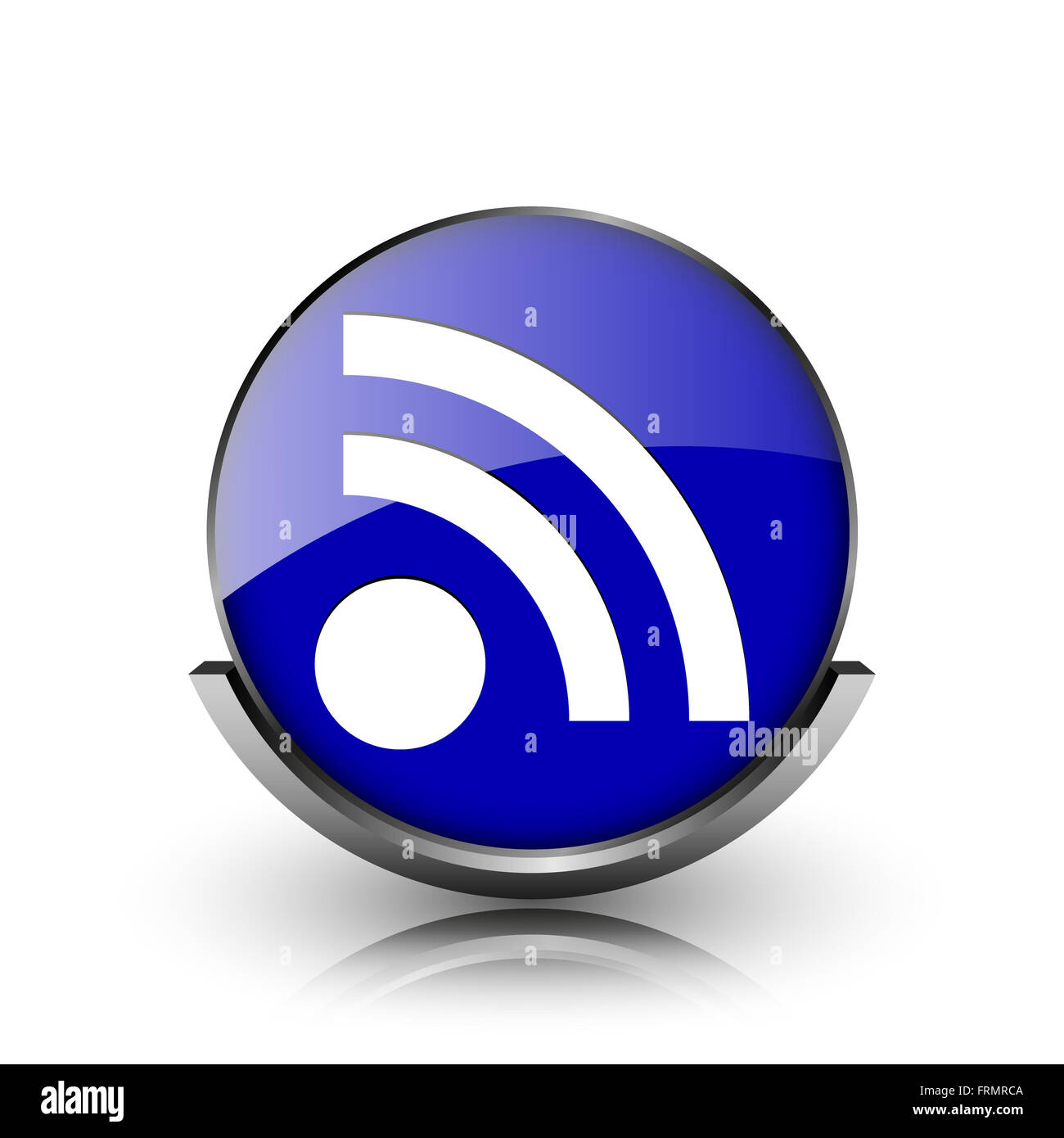 Blue shiny glossy icon on white background Stock Photo - Alamy