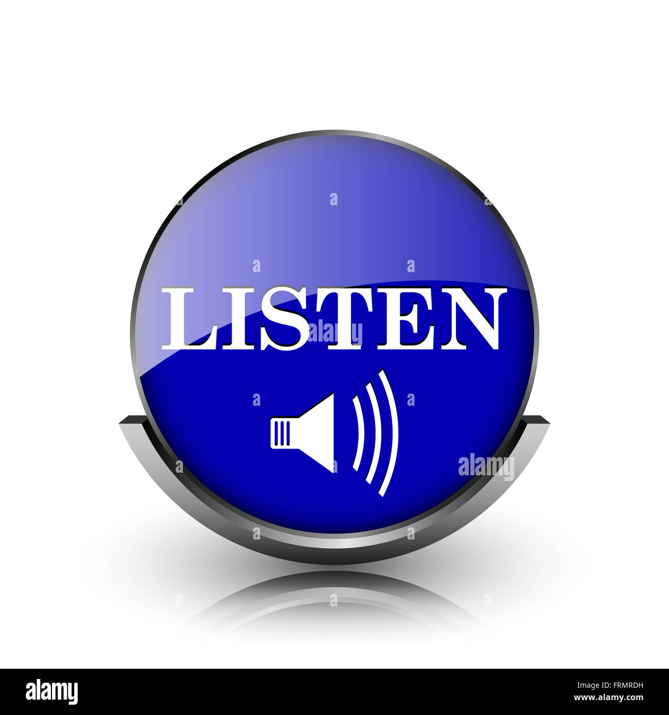 Blue shiny glossy icon on white background Stock Photo - Alamy