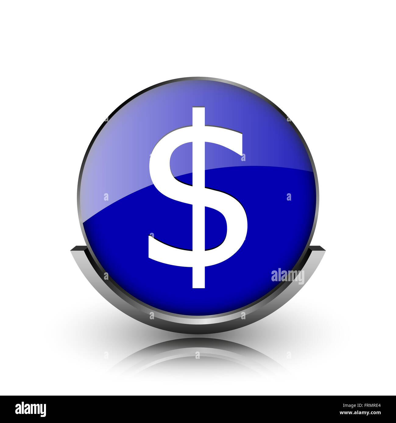 Blue shiny glossy icon on white background Stock Photo - Alamy
