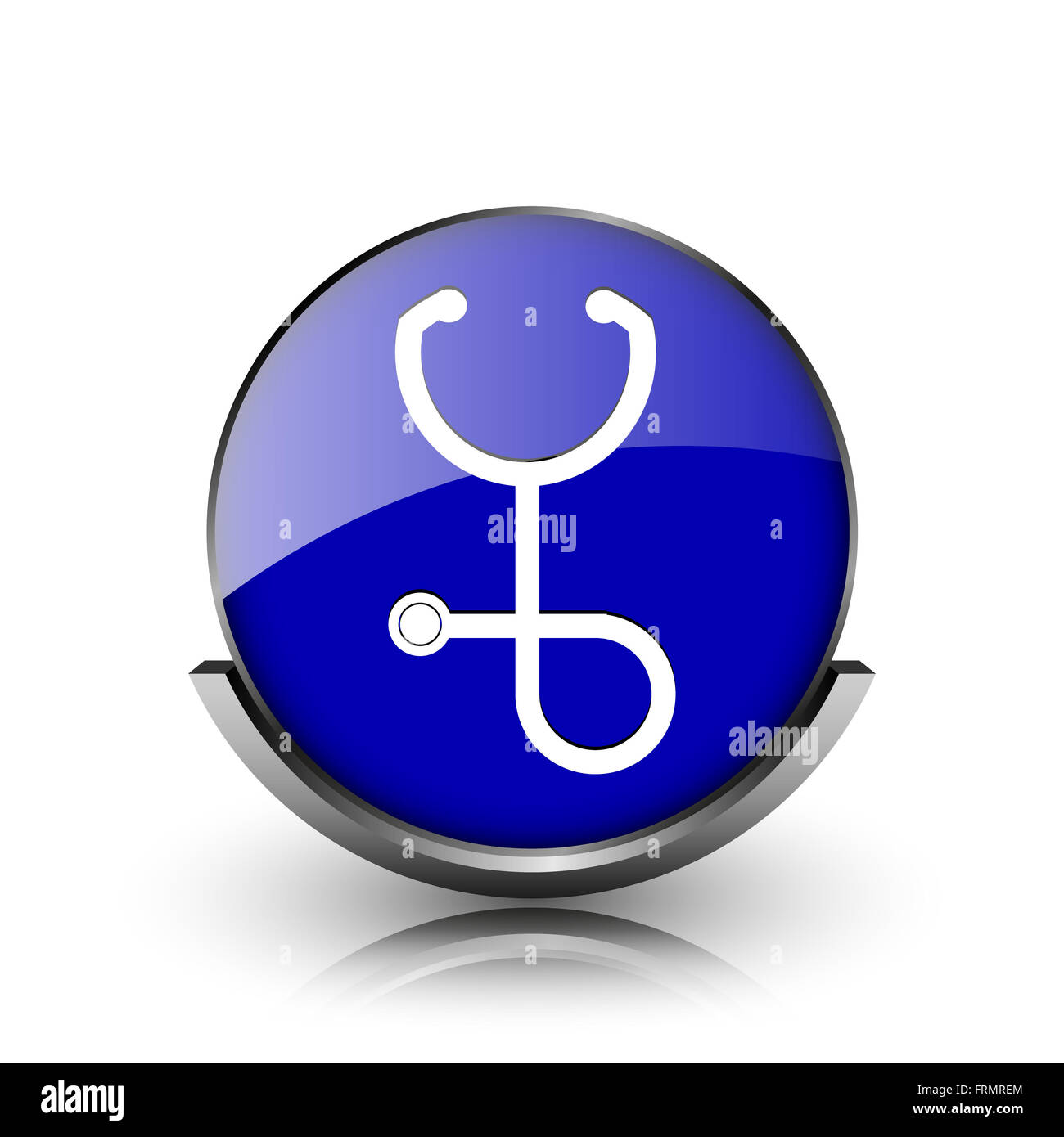 Blue shiny glossy icon on white background Stock Photo - Alamy