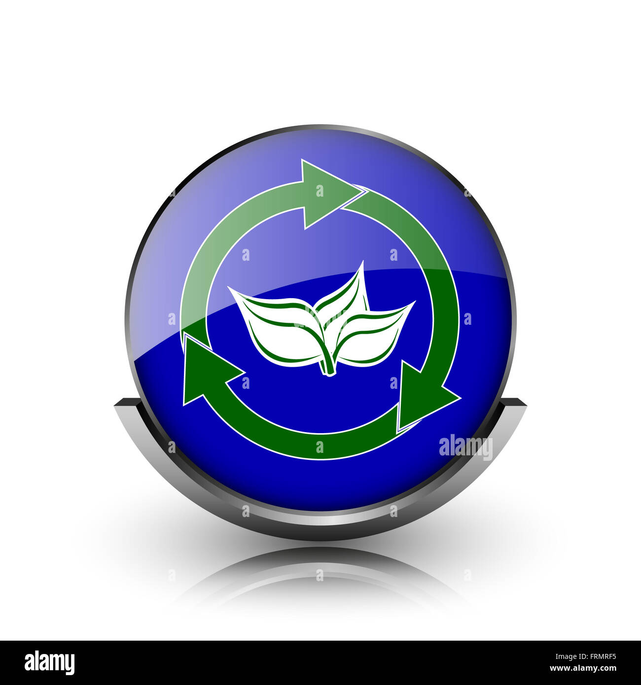 Blue shiny glossy icon on white background Stock Photo - Alamy