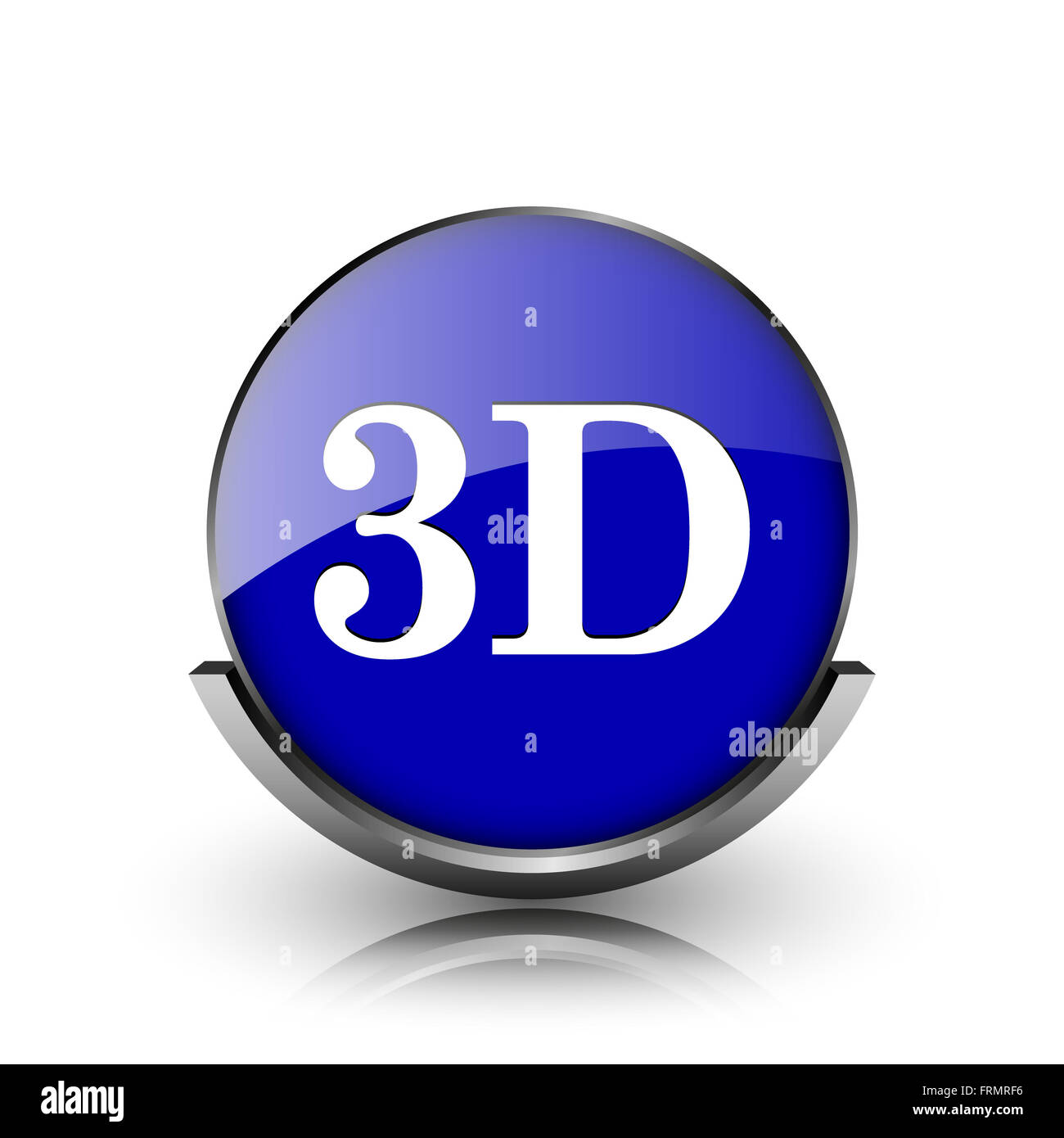 Blue shiny glossy icon on white background Stock Photo - Alamy