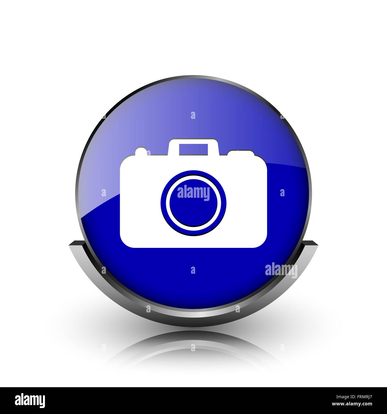 Blue shiny glossy icon on white background Stock Photo - Alamy