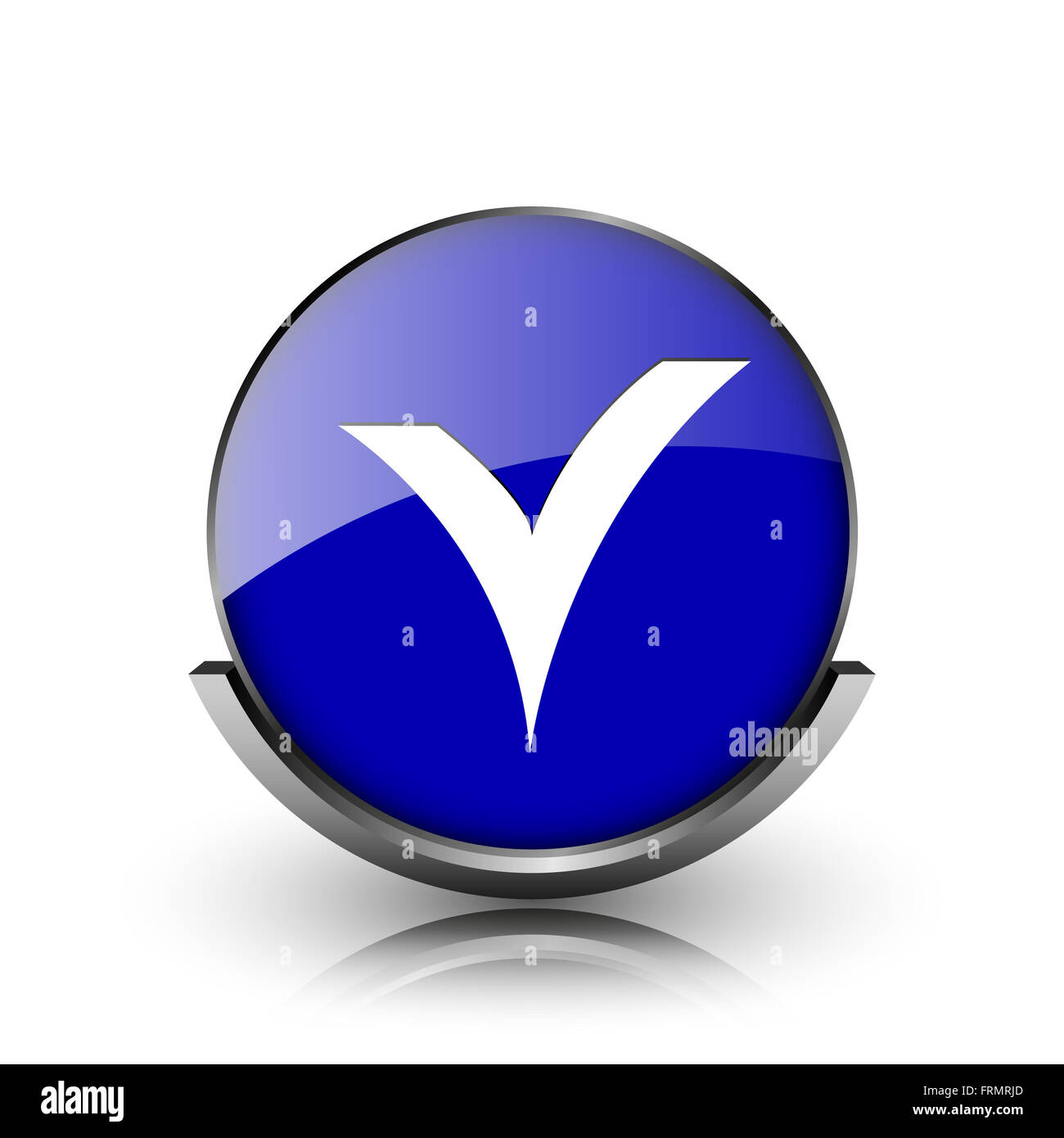 Blue shiny glossy icon on white background Stock Photo - Alamy