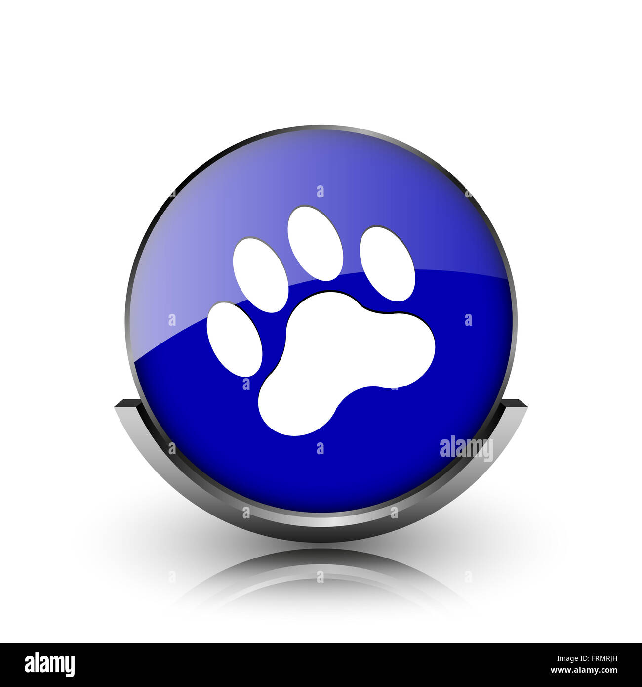 Blue shiny glossy icon on white background Stock Photo - Alamy