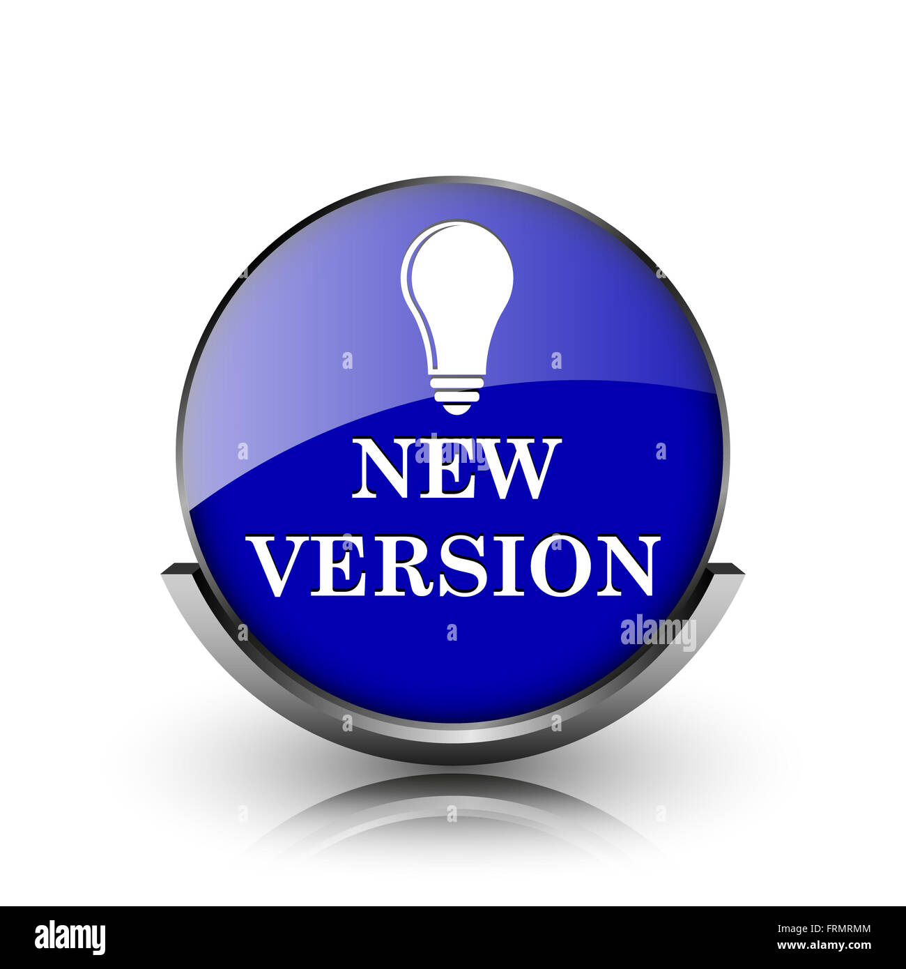 Blue shiny glossy icon on white background Stock Photo - Alamy