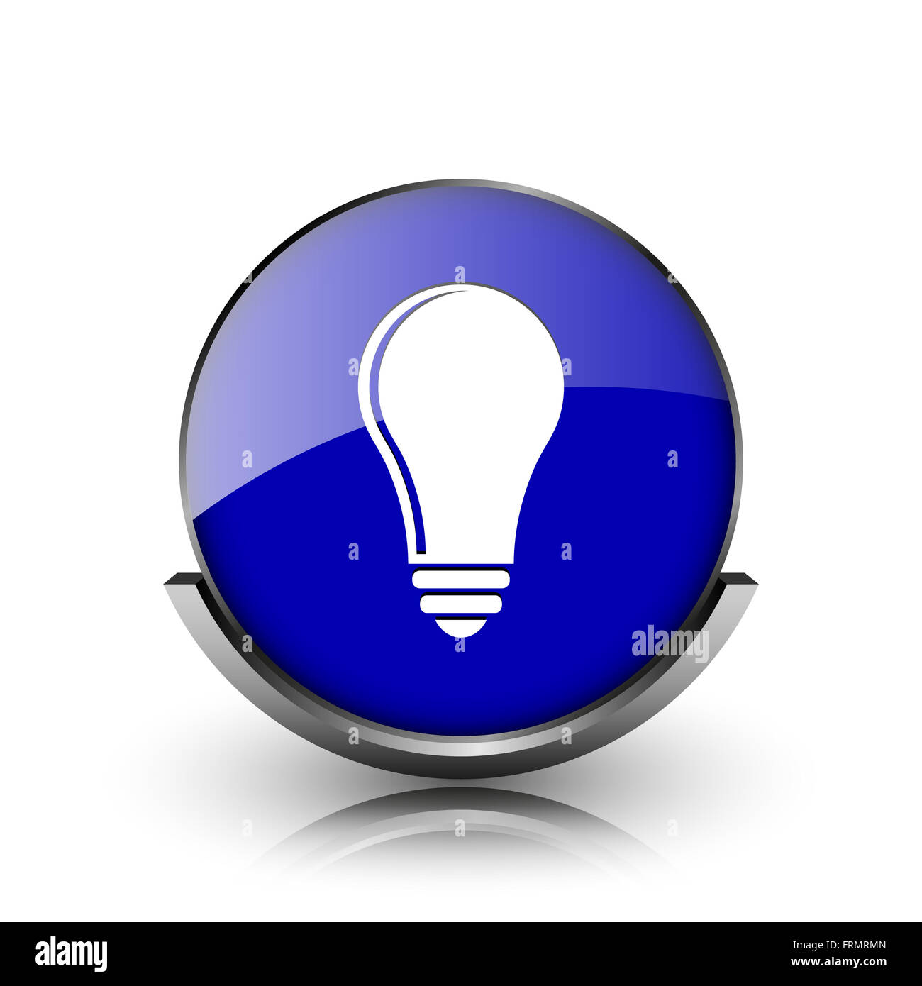 Blue shiny glossy icon on white background Stock Photo - Alamy