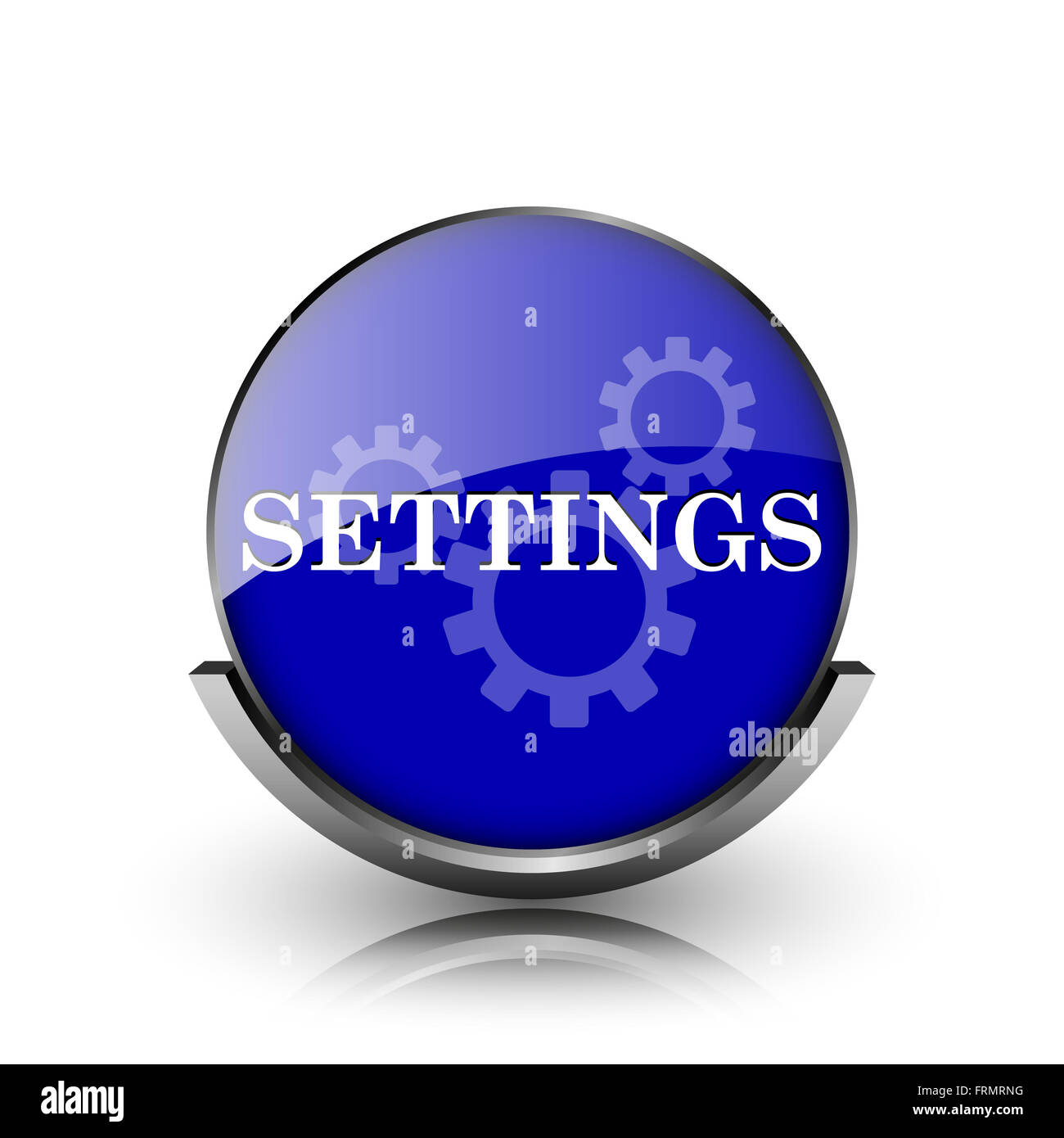 Blue shiny glossy icon on white background Stock Photo - Alamy