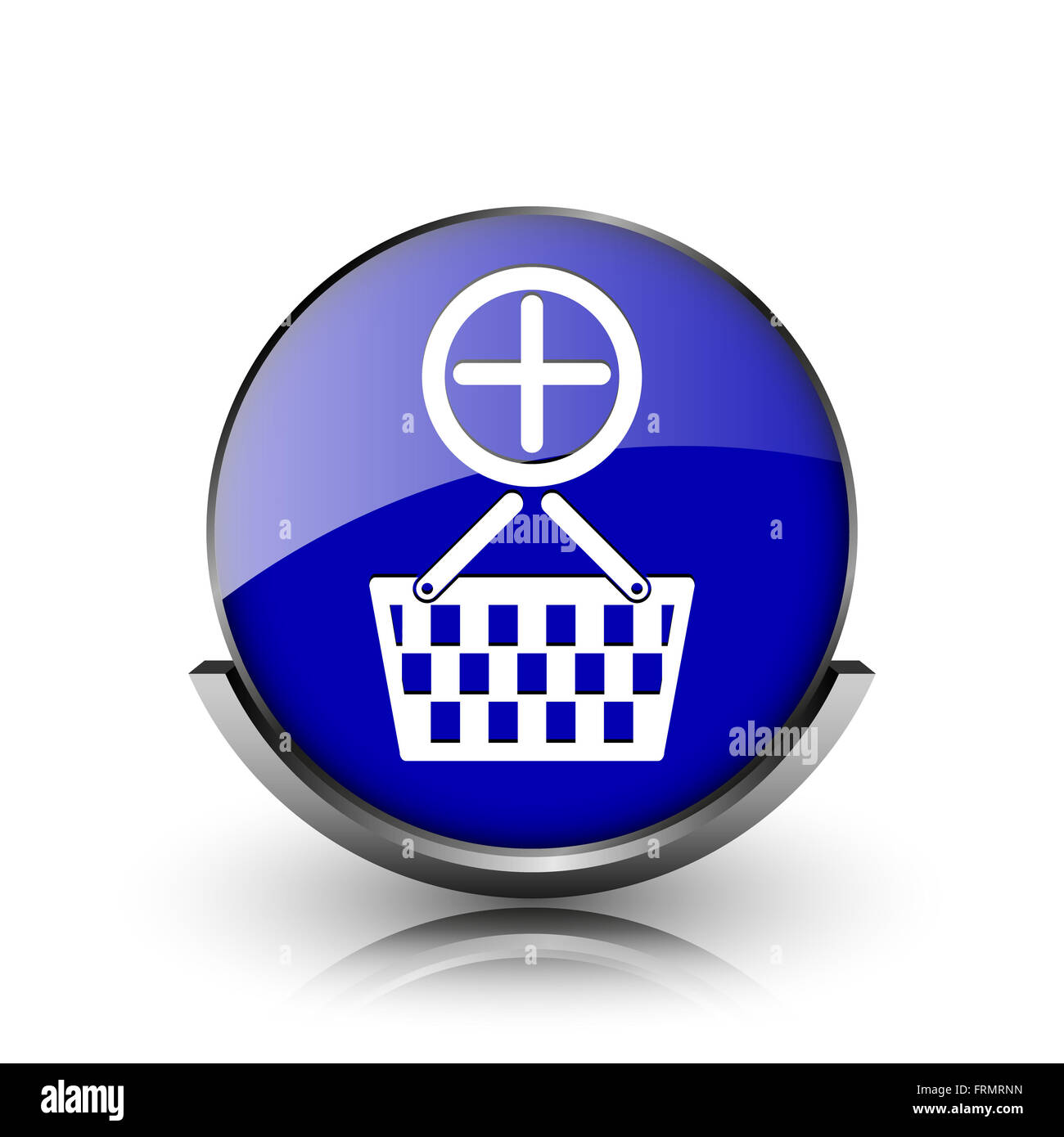 Blue shiny glossy icon on white background Stock Photo - Alamy