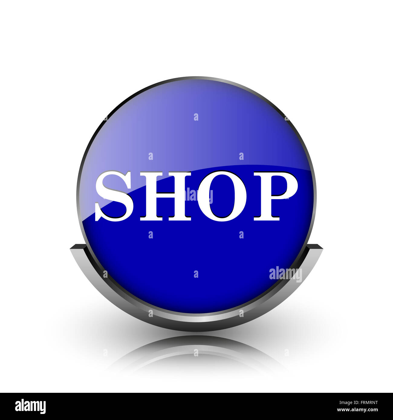Blue shiny glossy icon on white background Stock Photo - Alamy