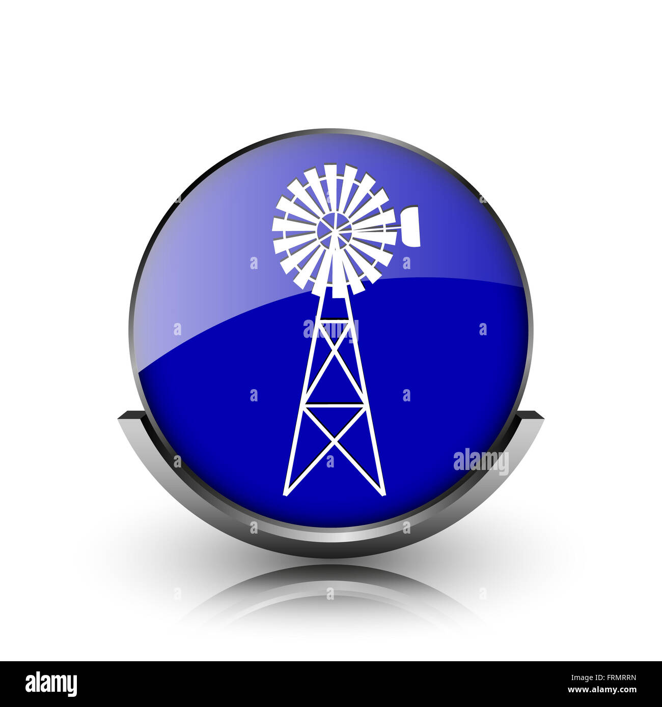 Blue shiny glossy icon on white background Stock Photo - Alamy