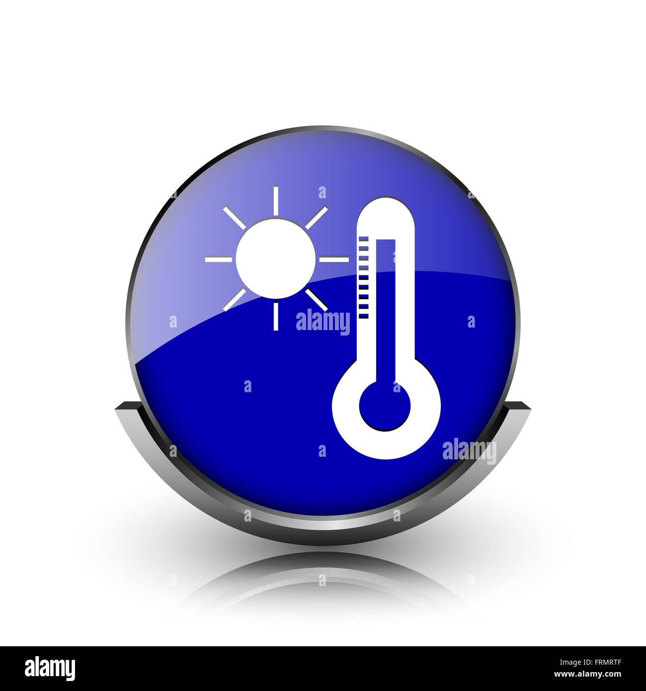 Blue shiny glossy icon on white background Stock Photo - Alamy