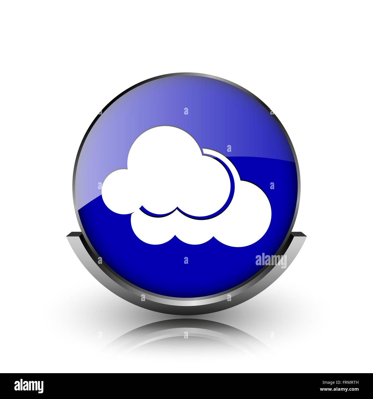 Blue shiny glossy icon on white background Stock Photo - Alamy