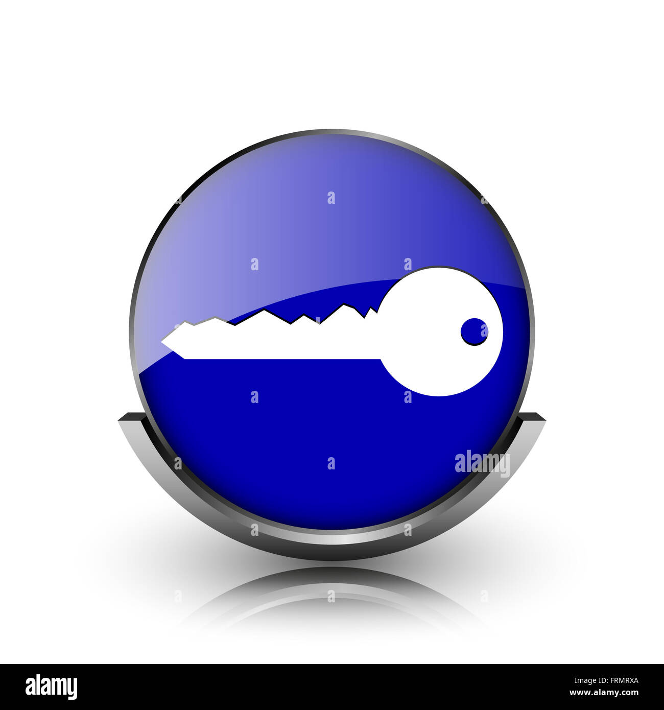 Blue shiny glossy icon on white background Stock Photo - Alamy